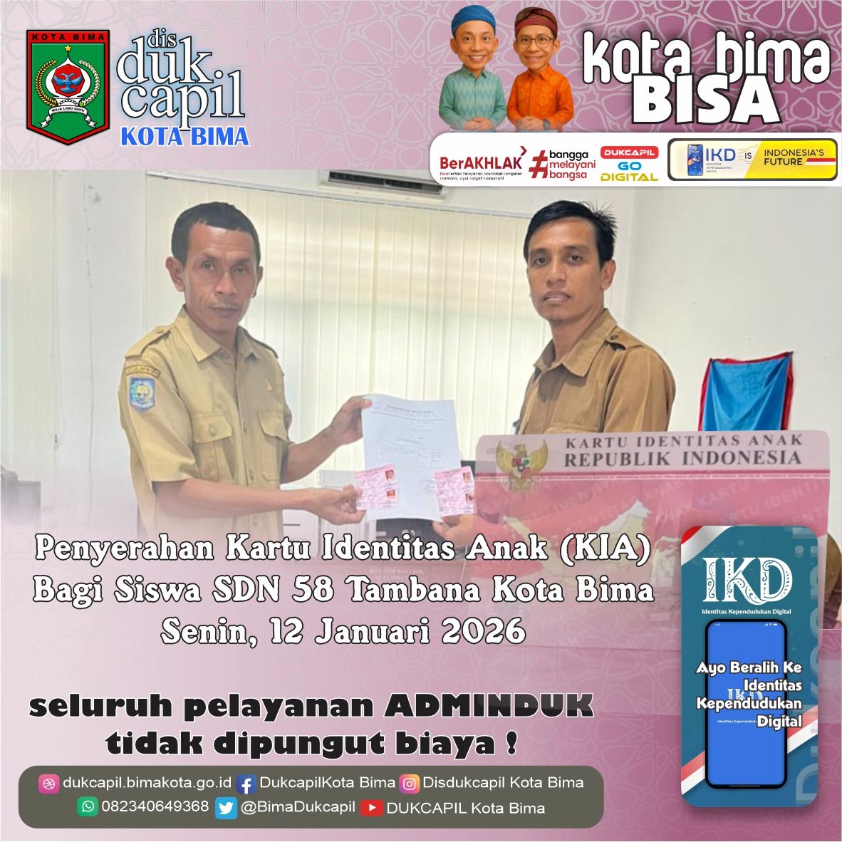 Website Resmi Dinas Dukcapil Kota Bima